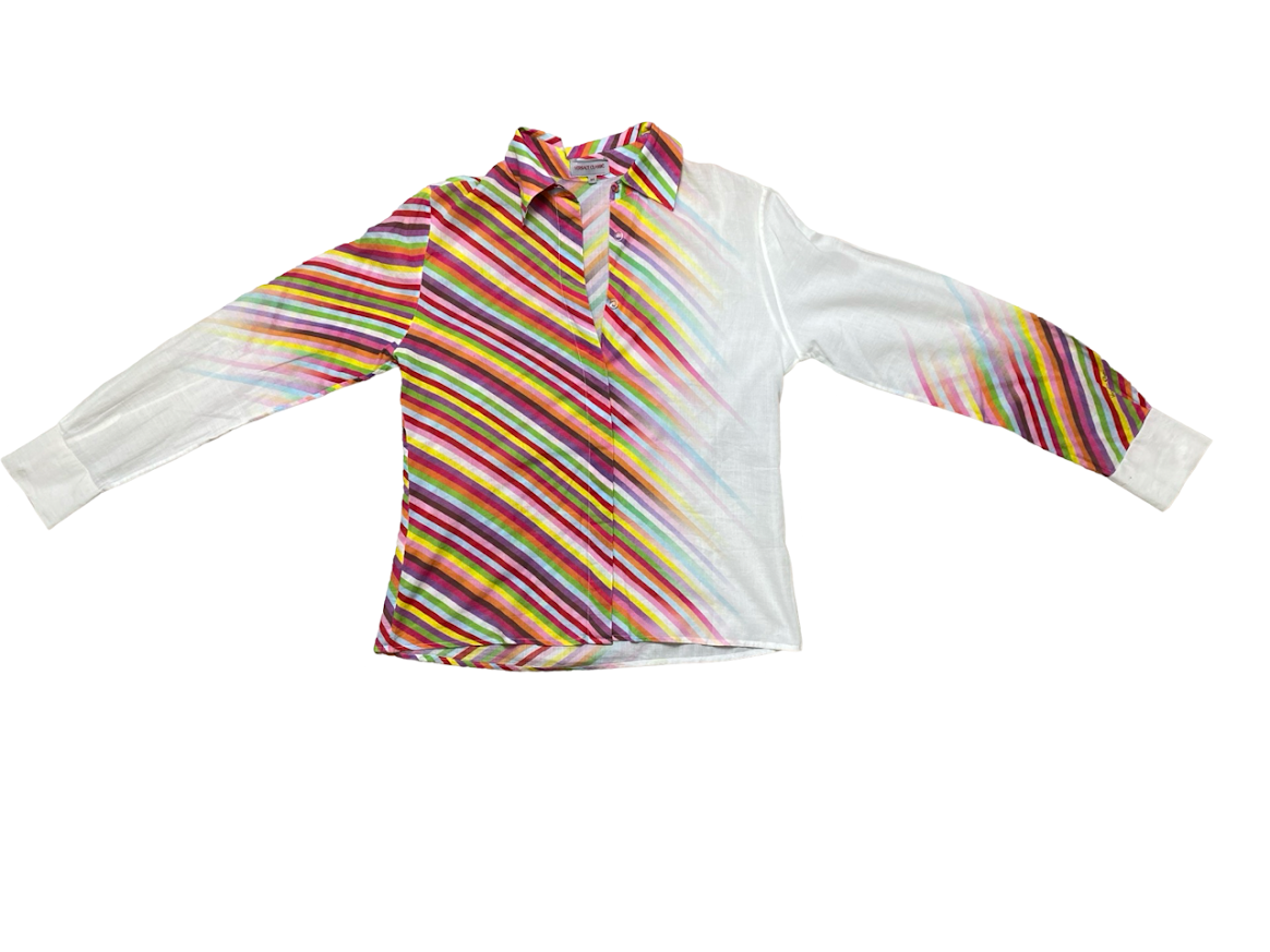 Versace Classic Rainbow Striped & Faded Button Up – My Store