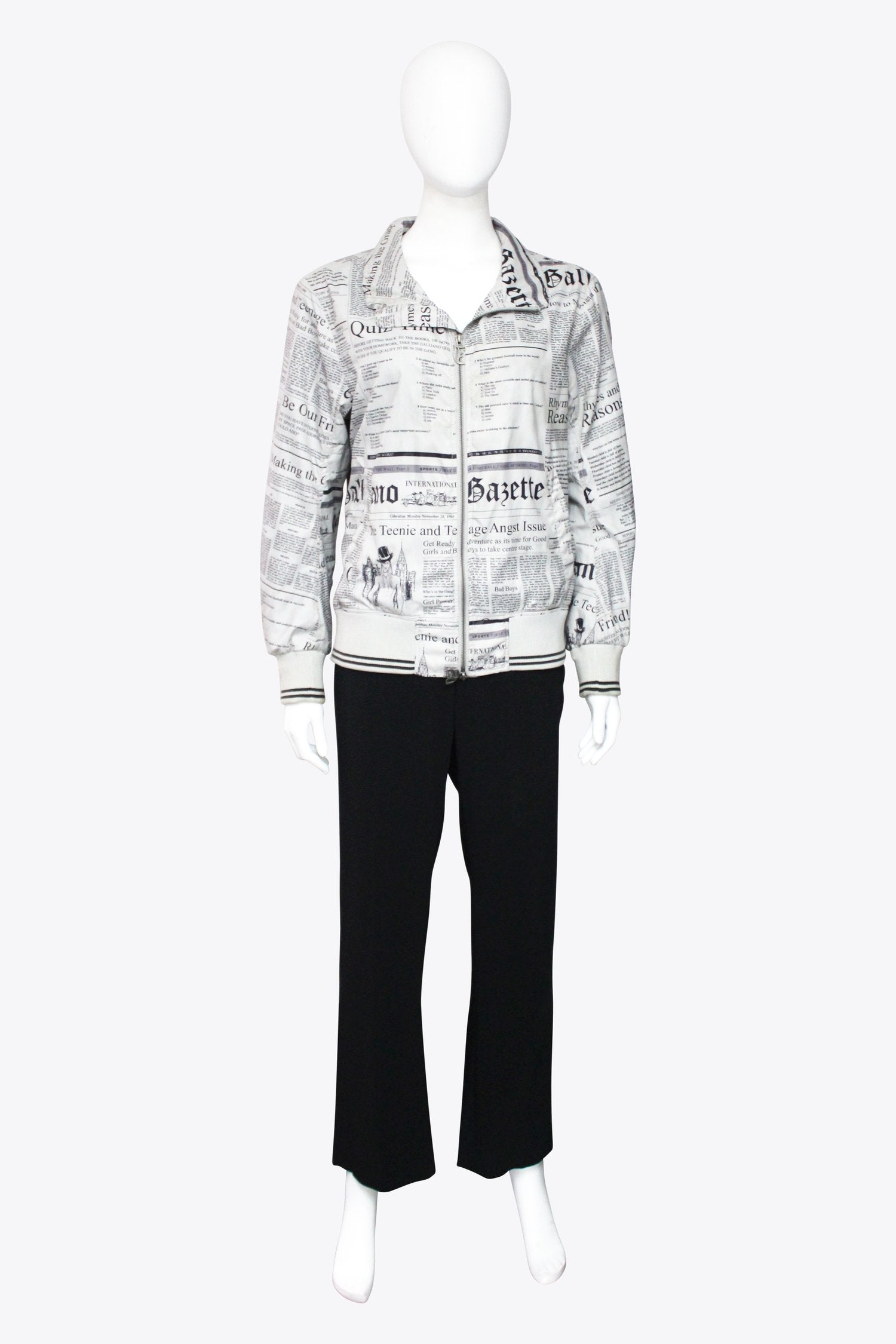John Galliano Black & White Newspaper Print Jacket – My Store