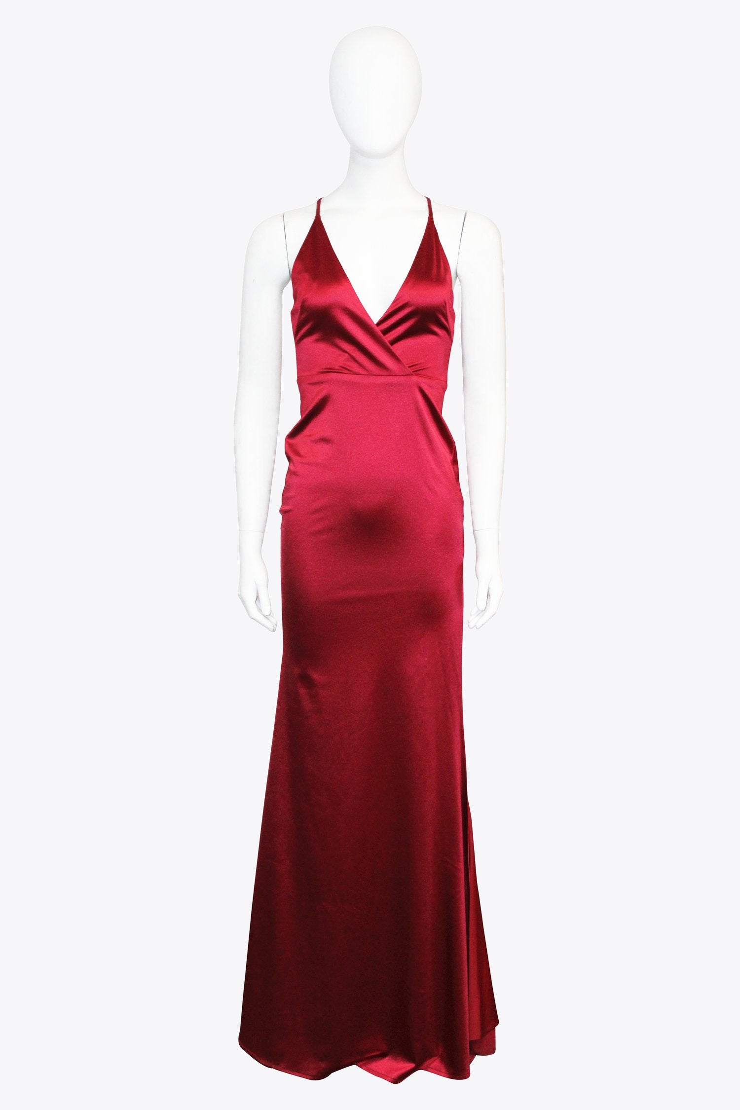 Abyss Red Silk V-Neck Gown – My Store