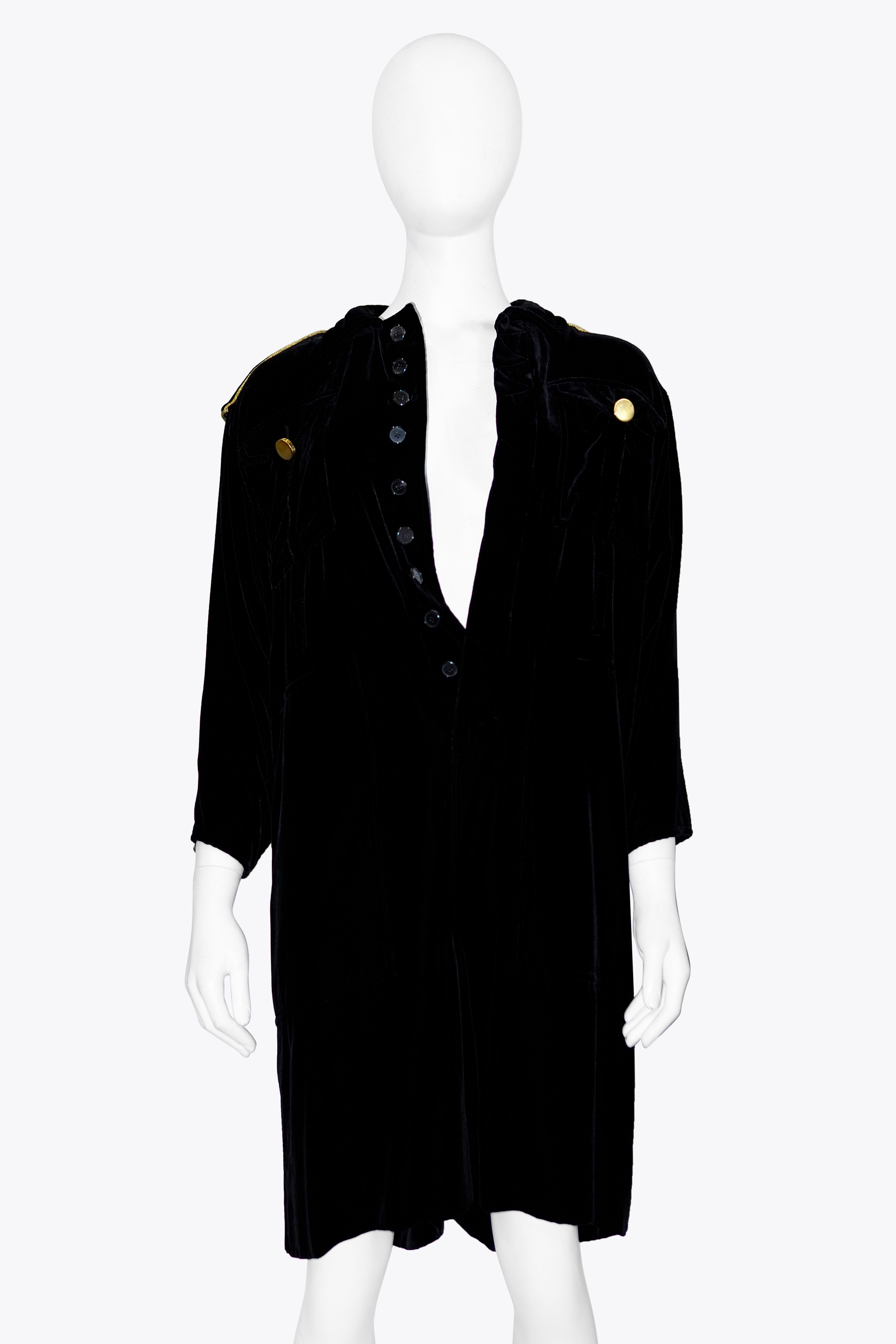 Givenchy Black Velvet Long-Sleeve Romper With Gold Buttons – My Store