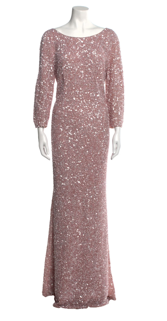 Theia Pink Sequin Long Sleeve Gown – My Store